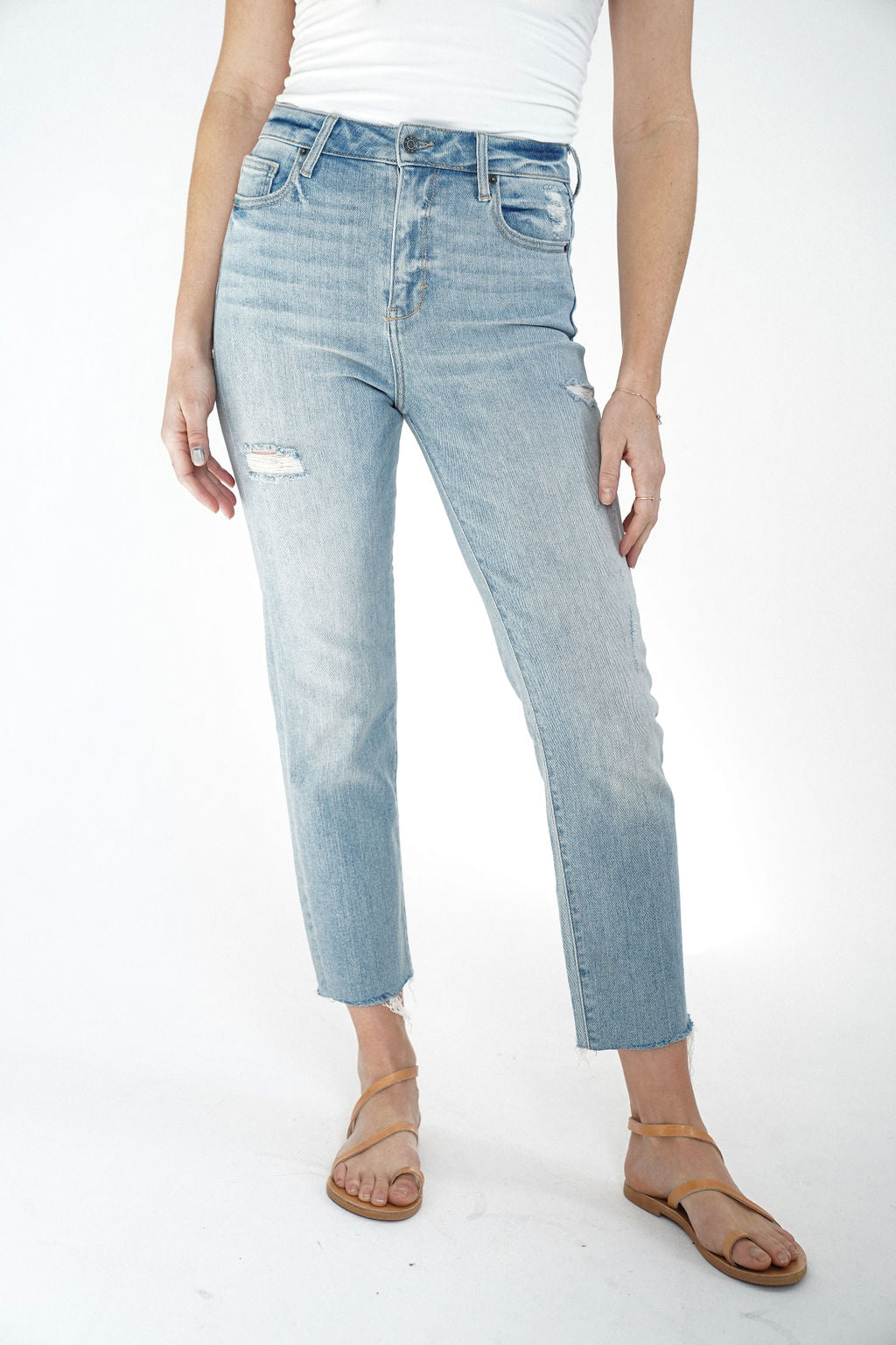 Chrissy Distressed Straight Leg Jeans– CARLY JEAN LOS ANGELES